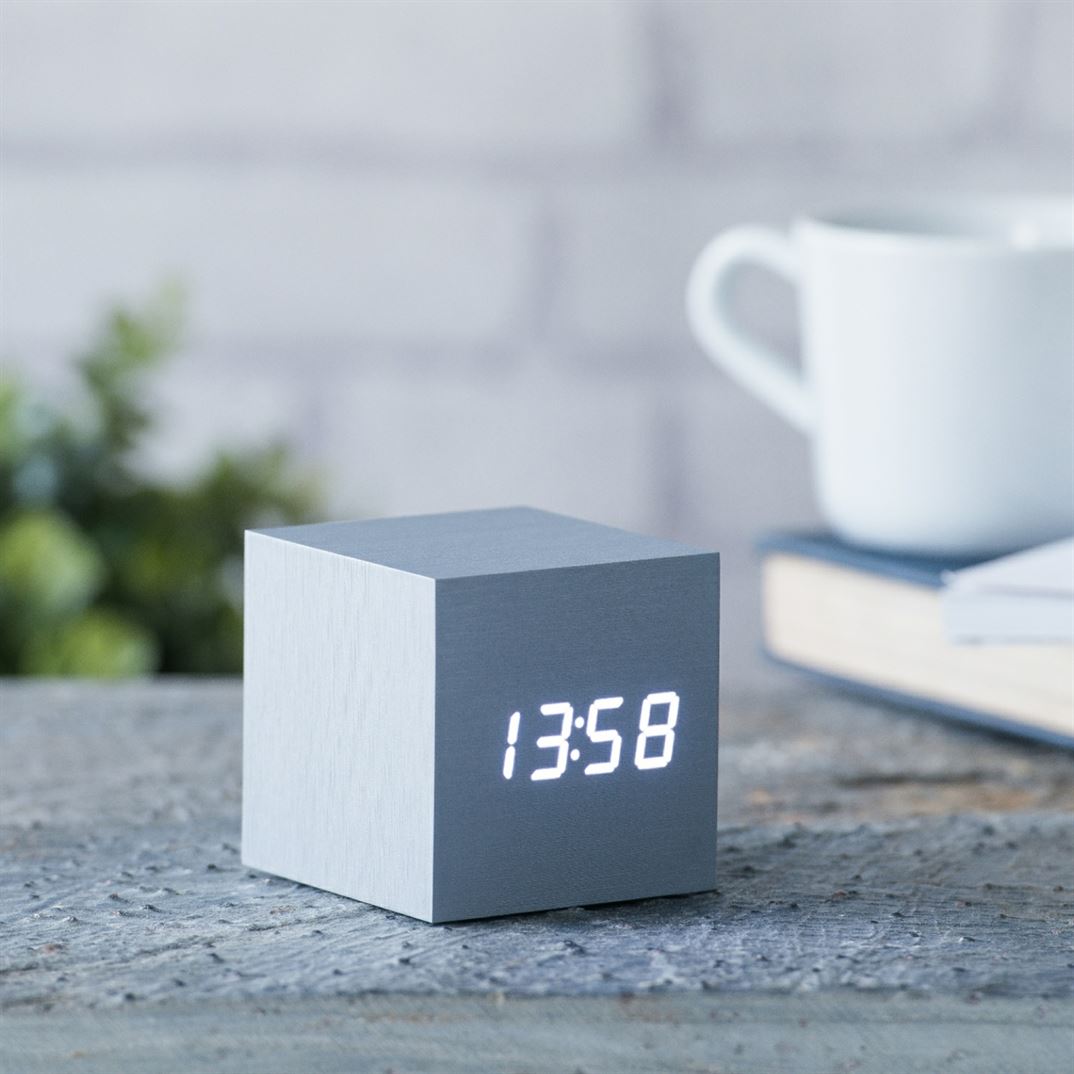 Gingko Cube Click Clock LED Portable battery powered Alarm clock ...