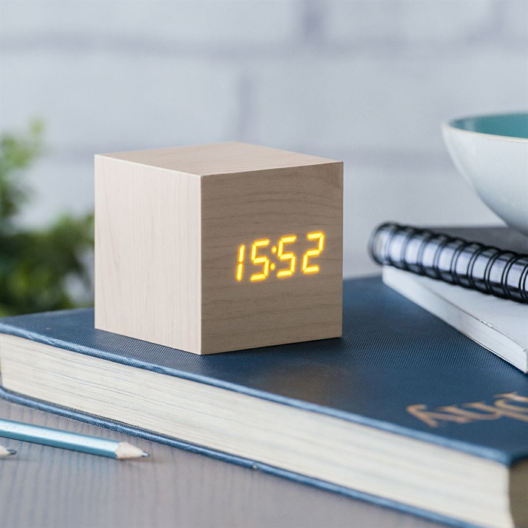 Gingko Cube Click Clock LED Portable battery powered Alarm clock ...